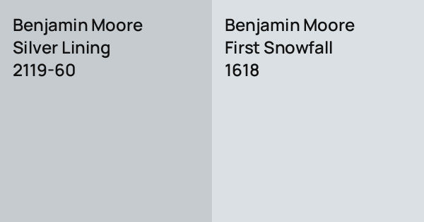 Benjamin Moore Silver Lining vs. Benjamin Moore First Snowfall comparison