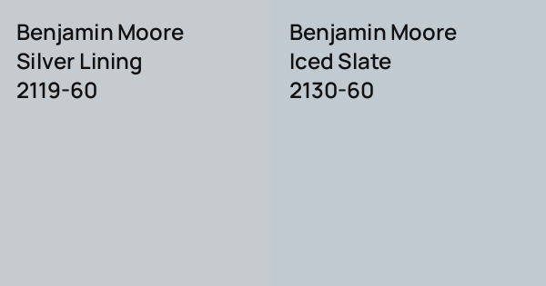 Benjamin Moore Silver Lining vs. Benjamin Moore Iced Slate comparison