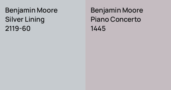 Benjamin Moore Silver Lining vs. Benjamin Moore Piano Concerto comparison