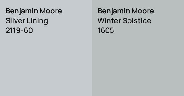 Benjamin Moore Silver Lining vs. Benjamin Moore Winter Solstice comparison