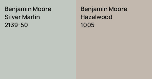 Benjamin Moore Silver Marlin vs. Benjamin Moore Hazelwood comparison