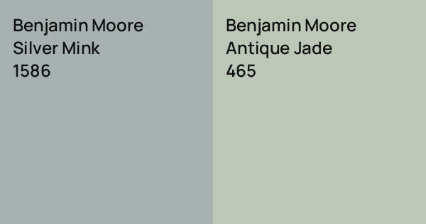 Benjamin Moore Silver Mink vs. Benjamin Moore Antique Jade comparison