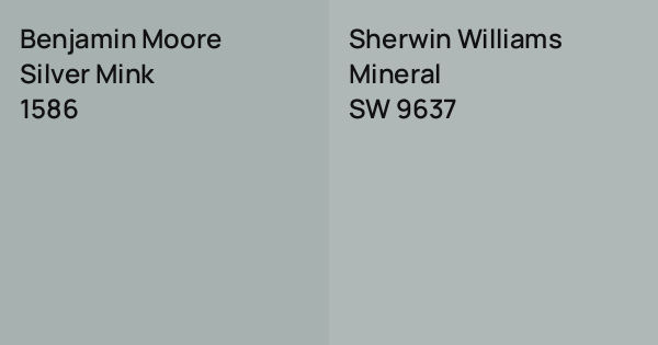 Benjamin Moore Silver Mink vs. Sherwin Williams Mineral comparison
