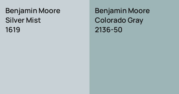 Benjamin Moore Silver Mist vs. Benjamin Moore Colorado Gray comparison
