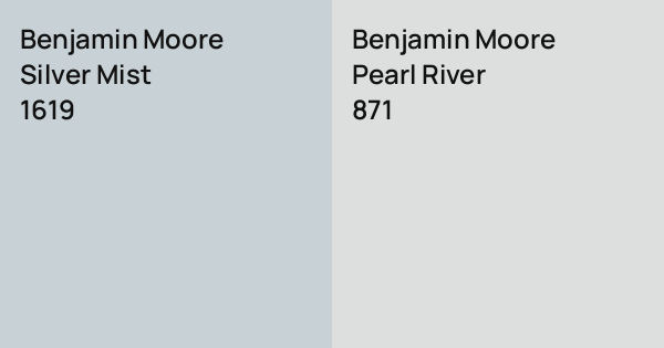 Benjamin Moore Silver Mist vs. Benjamin Moore Pearl River comparison