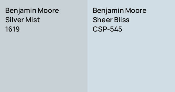 Benjamin Moore Silver Mist vs. Benjamin Moore Sheer Bliss comparison