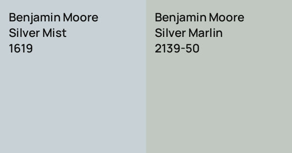 Benjamin Moore Silver Mist vs. Benjamin Moore Silver Marlin comparison