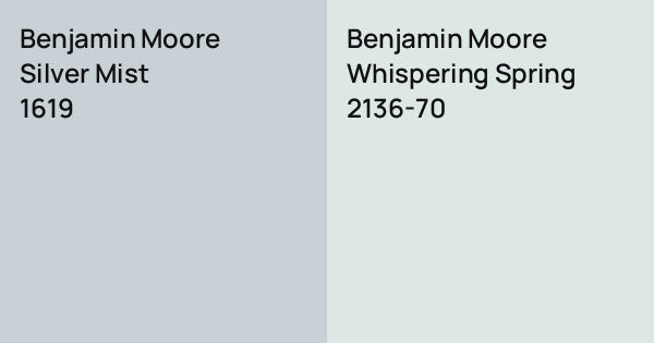 Benjamin Moore Silver Mist vs. Benjamin Moore Whispering Spring comparison