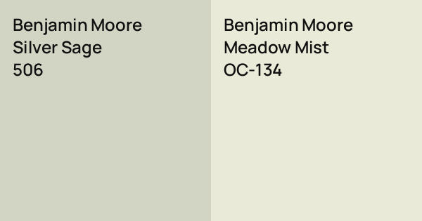 Benjamin Moore Silver Sage vs. Benjamin Moore Meadow Mist comparison