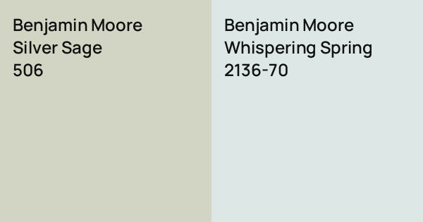 Benjamin Moore Silver Sage vs. Benjamin Moore Whispering Spring comparison