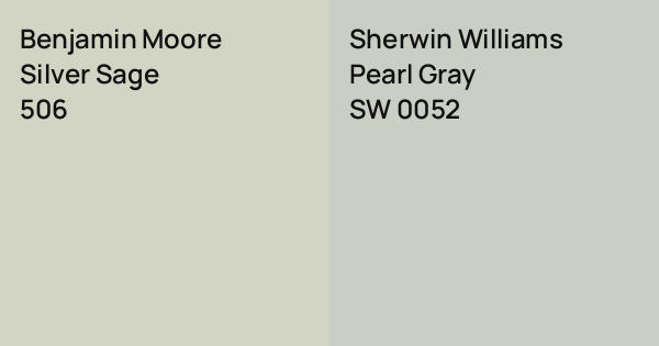 Benjamin Moore Silver Sage vs. Sherwin Williams Pearl Gray comparison