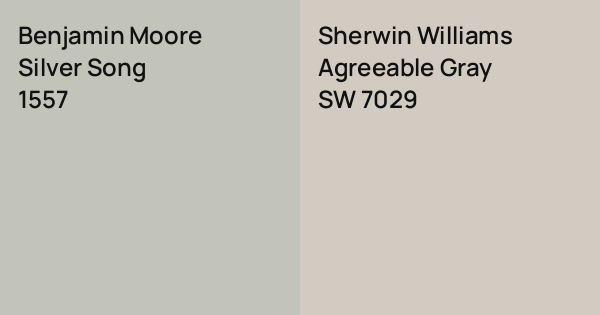 Benjamin Moore Silver Song vs. Sherwin Williams Agreeable Gray comparison