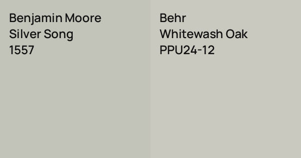 Benjamin Moore Silver Song vs. Behr Whitewash Oak comparison