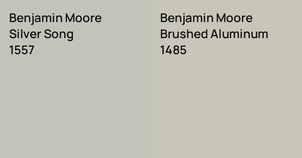 Benjamin Moore Silver Song vs. Benjamin Moore Brushed Aluminum comparison