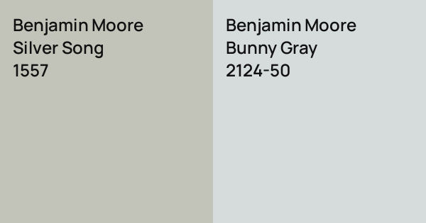 Benjamin Moore Silver Song vs. Benjamin Moore Bunny Gray comparison
