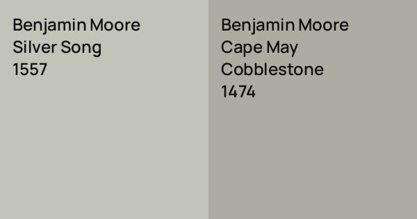 Benjamin Moore Silver Song vs. Benjamin Moore Cape May Cobblestone ...