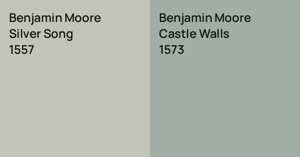 Benjamin Moore Silver Song vs. Benjamin Moore Castle Walls comparison