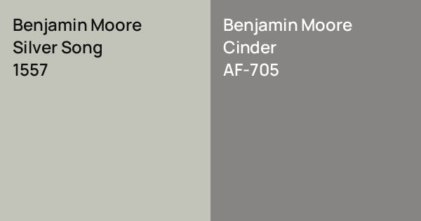 Benjamin Moore Silver Song vs. Benjamin Moore Cinder comparison