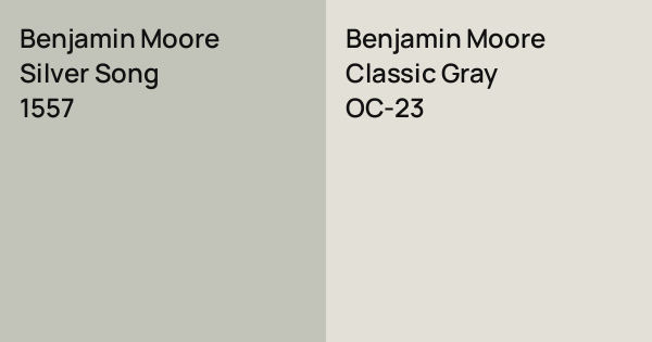 Benjamin Moore Silver Song vs. Benjamin Moore Classic Gray comparison