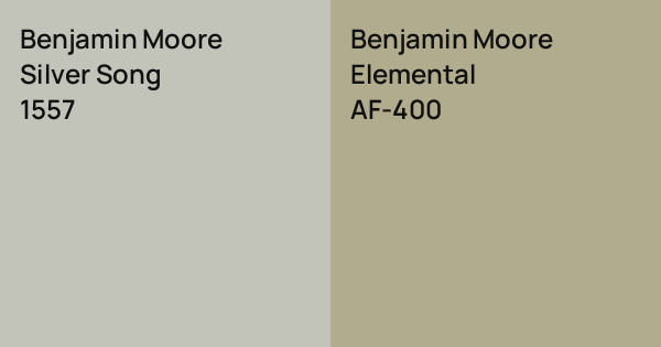 Benjamin Moore Silver Song vs. Benjamin Moore Elemental comparison