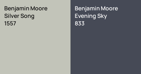 Benjamin Moore Silver Song vs. Benjamin Moore Evening Sky comparison