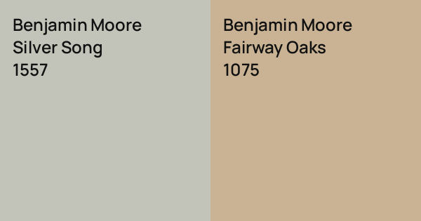 Benjamin Moore Silver Song vs. Benjamin Moore Fairway Oaks comparison