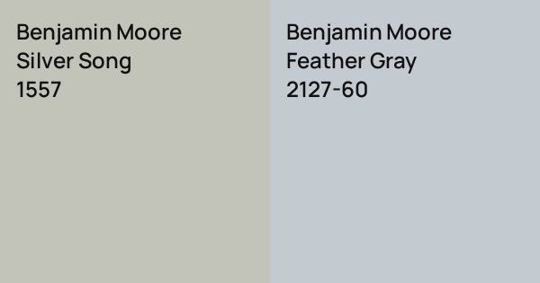 Benjamin Moore Silver Song vs. Benjamin Moore Feather Gray comparison