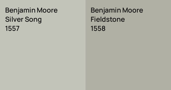 Benjamin Moore Silver Song vs. Benjamin Moore Fieldstone comparison