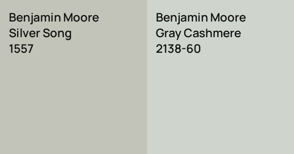 Benjamin Moore Silver Song vs. Benjamin Moore Gray Cashmere comparison