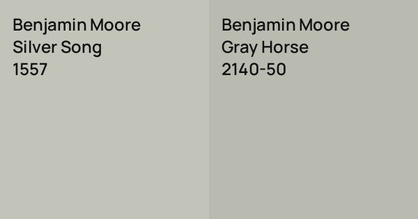 Benjamin Moore Silver Song vs. Benjamin Moore Gray Horse comparison
