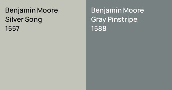 Benjamin Moore Silver Song vs. Benjamin Moore Gray Pinstripe comparison