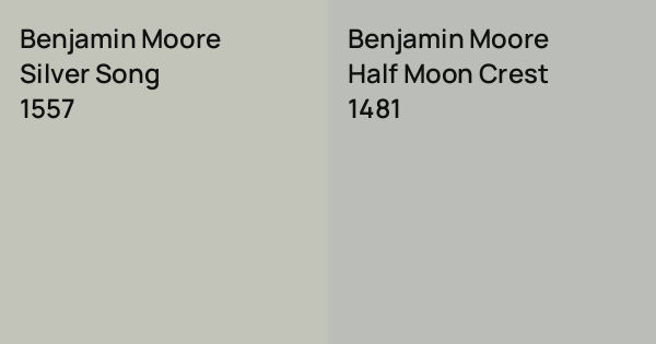 Benjamin Moore Silver Song vs. Benjamin Moore Half Moon Crest comparison