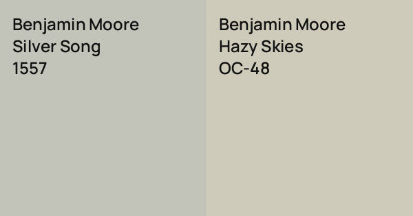 Benjamin Moore Silver Song vs. Benjamin Moore Hazy Skies comparison