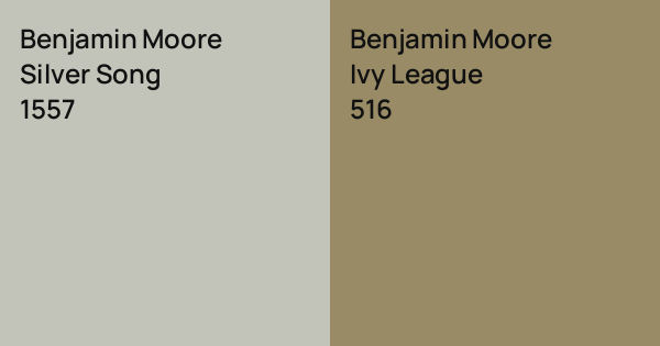 Benjamin Moore Silver Song vs. Benjamin Moore Ivy League comparison