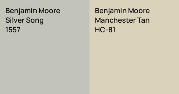 Benjamin Moore Silver Song vs. Benjamin Moore Manchester Tan comparison