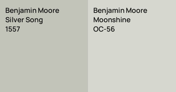 Benjamin Moore Silver Song vs. Benjamin Moore Moonshine comparison