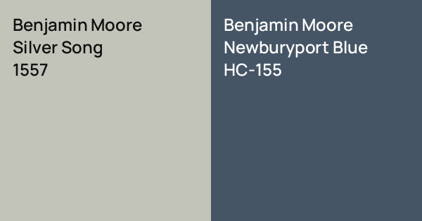 Benjamin Moore Silver Song vs. Benjamin Moore Newburyport Blue comparison