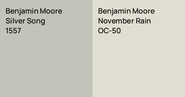 Benjamin Moore Silver Song vs. Benjamin Moore November Rain comparison