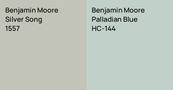 Benjamin Moore Silver Song vs. Benjamin Moore Palladian Blue comparison