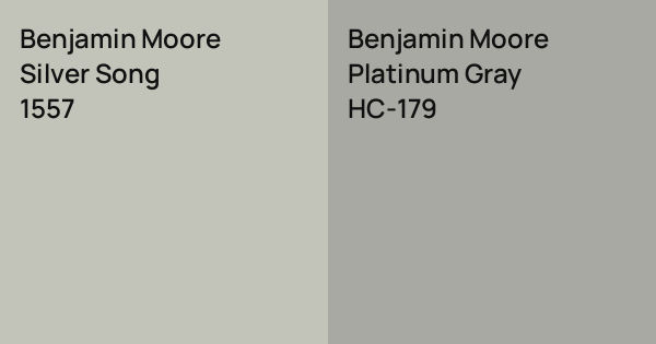 Benjamin Moore Silver Song vs. Benjamin Moore Platinum Gray comparison