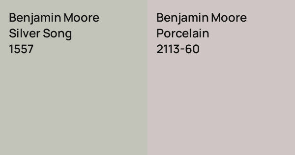 Benjamin Moore Silver Song vs. Benjamin Moore Porcelain comparison