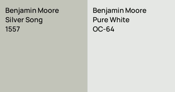 Benjamin Moore Silver Song vs. Benjamin Moore Pure White comparison