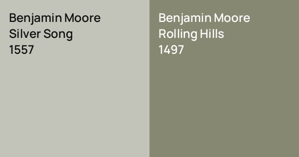 Benjamin Moore Silver Song vs. Benjamin Moore Rolling Hills comparison