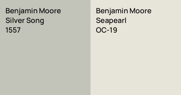 Benjamin Moore Silver Song vs. Benjamin Moore Seapearl comparison