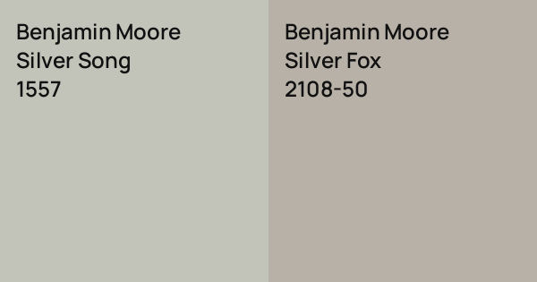 Benjamin Moore Silver Song vs. Benjamin Moore Silver Fox comparison