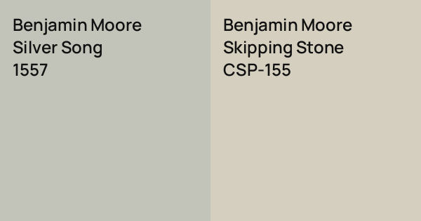 Benjamin Moore Silver Song vs. Benjamin Moore Skipping Stone comparison
