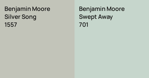 Benjamin Moore Silver Song vs. Benjamin Moore Swept Away comparison