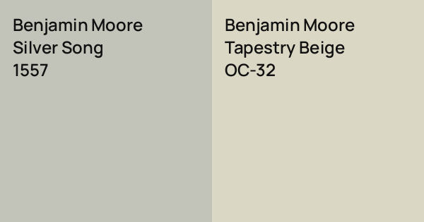 Benjamin Moore Silver Song vs. Benjamin Moore Tapestry Beige comparison