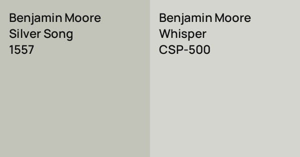 Benjamin Moore Silver Song vs. Benjamin Moore Whisper comparison