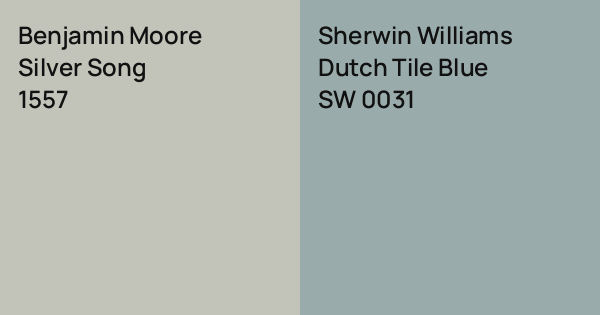 Benjamin Moore Silver Song vs. Sherwin Williams Dutch Tile Blue comparison